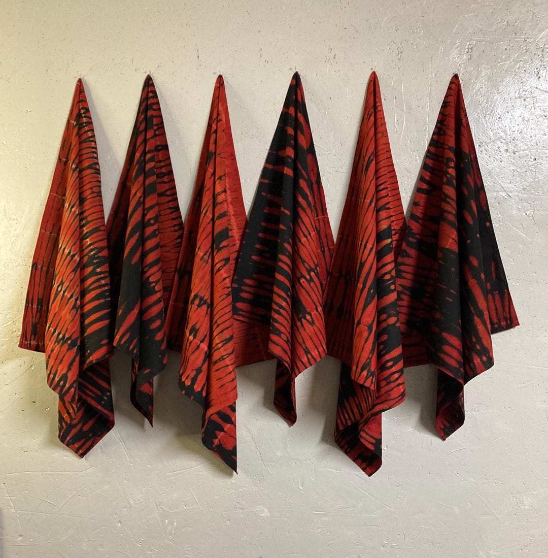 27" Black N Red Bandana 24" Red N Black Kerchief 100% Cotton Fine ...