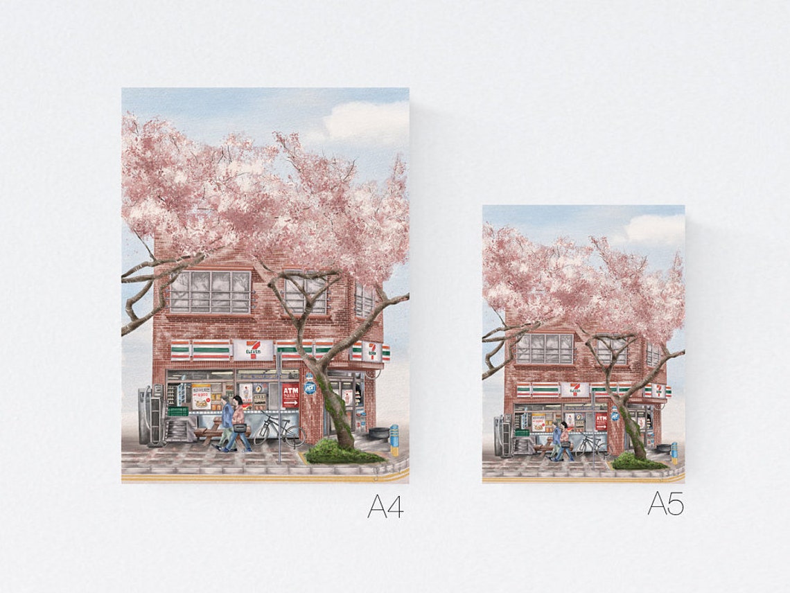 Korean Art/korean Street Scenery Drawing/spring in - Etsy UK