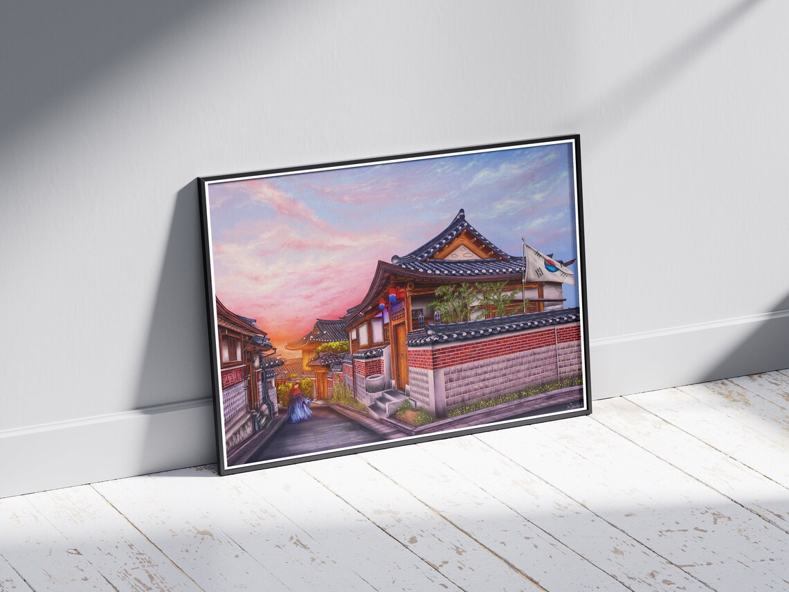 Korean Art / Sunset in Bukchon Hanok Village/ Seoul - Etsy