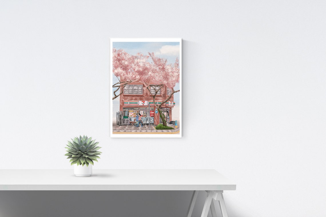 Korean Art/korean Street Scenery Drawing/spring in - Etsy UK