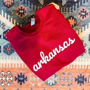 Arkansas Razorback Sweatshirt Vintage Style Flocked Letters - Etsy