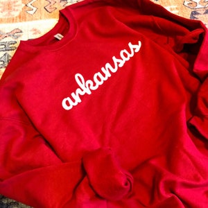 Arkansas Razorback Sweatshirt Vintage Style Flocked Letters - Etsy