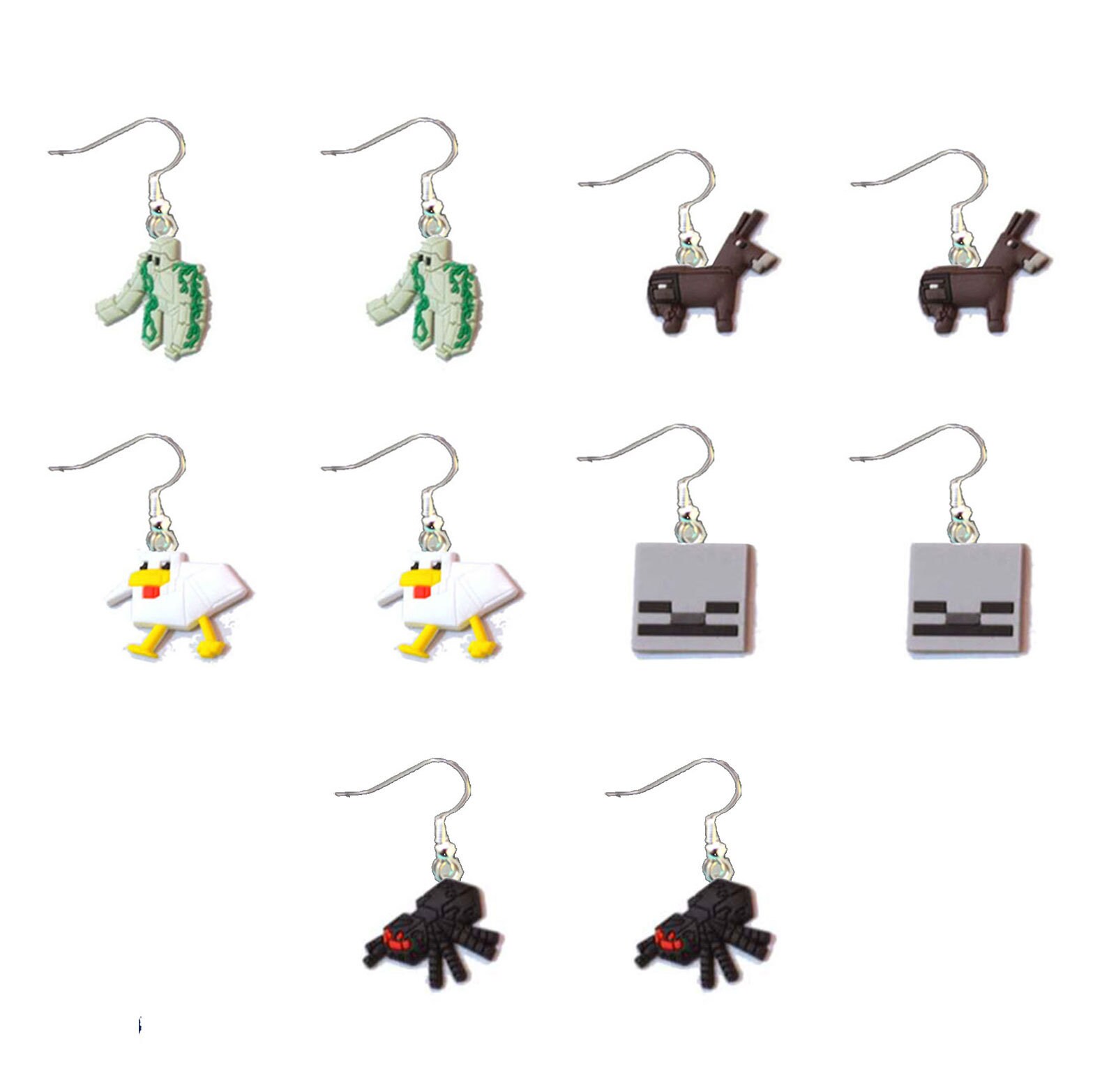 Minecraft Spider Donkey Chicken Golem Skeleton Gaming PVC Keyring ...
