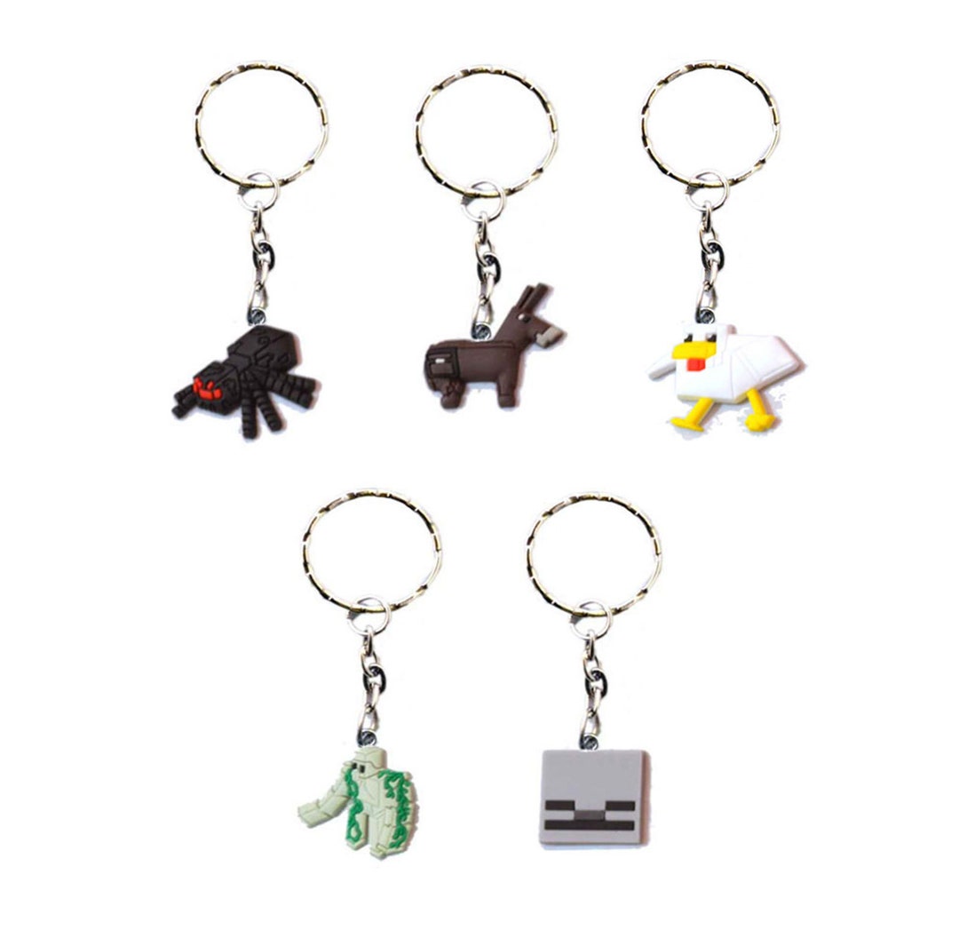 Minecraft Spider Donkey Chicken Golem Skeleton Gaming PVC Keyring ...