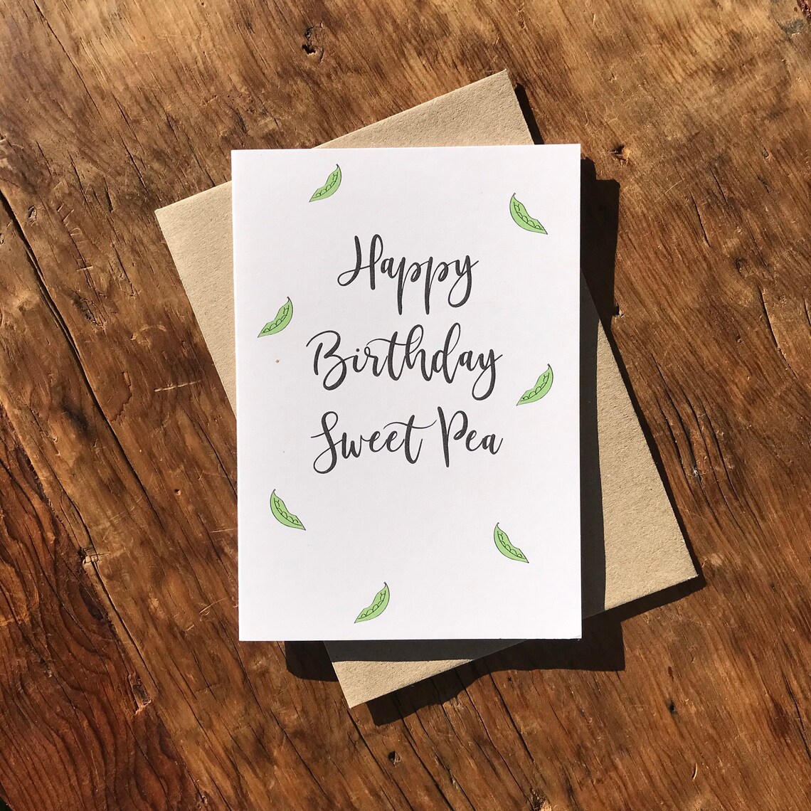 Happy Birthday Sweet Pea Birthday Card Happiest of | Etsy Australia