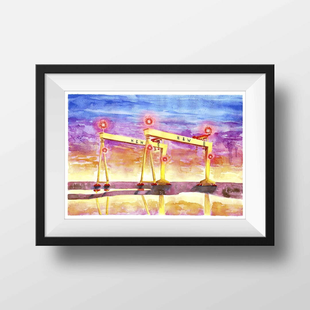 Harland and Wolff, Belfast Shipyard ( Watercolour Art Print ) - Etsy UK