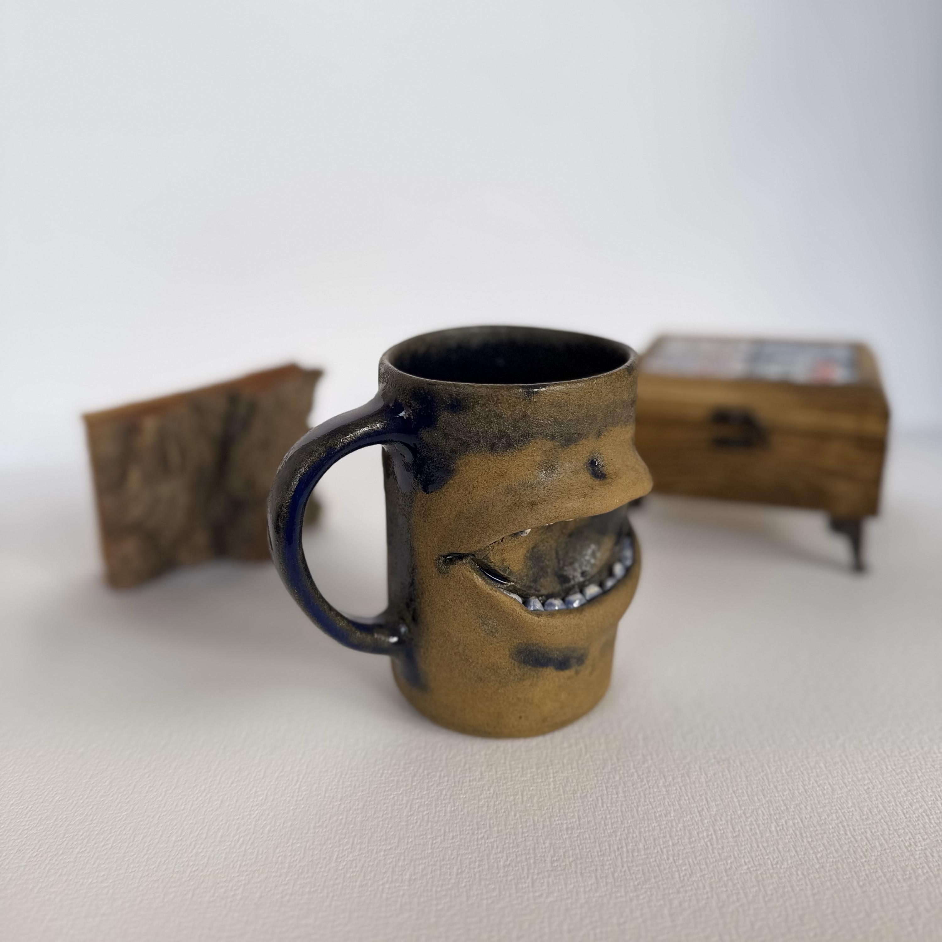 Handmade Blue Teeth Ceramic Mug: Sculptural Coffee Cup - Etsy