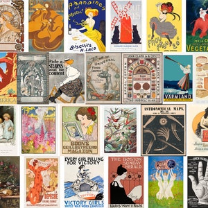 50 PCS Vintage Poster Wall Collage Kit Vintage Posters Wall Collage Kit ...