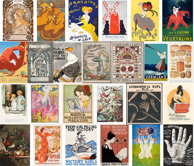 125 PCS Vintage Poster Wall Collage Kit Vintage Posters - Etsy