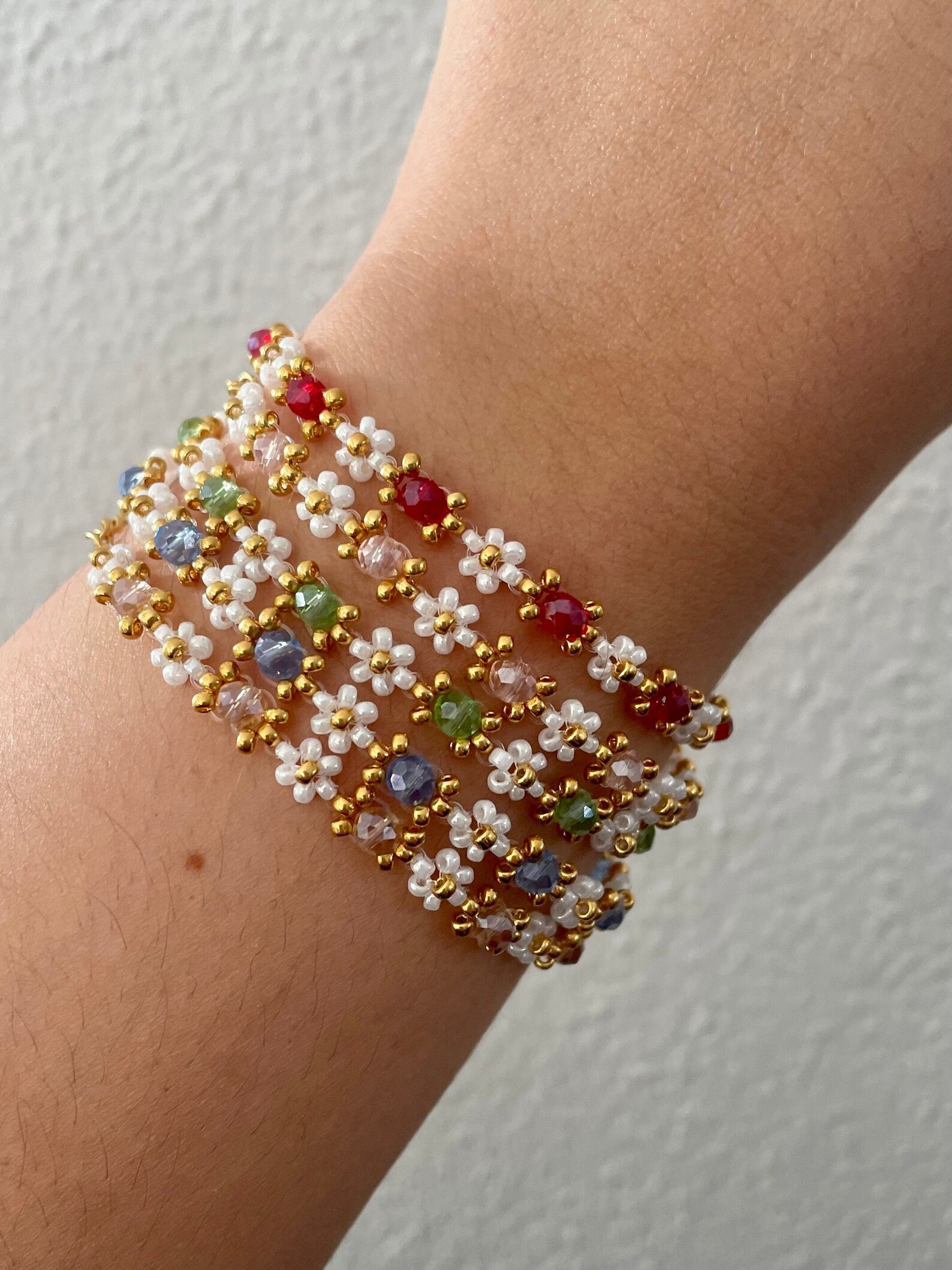Beaded Flower Bracelets - Etsy