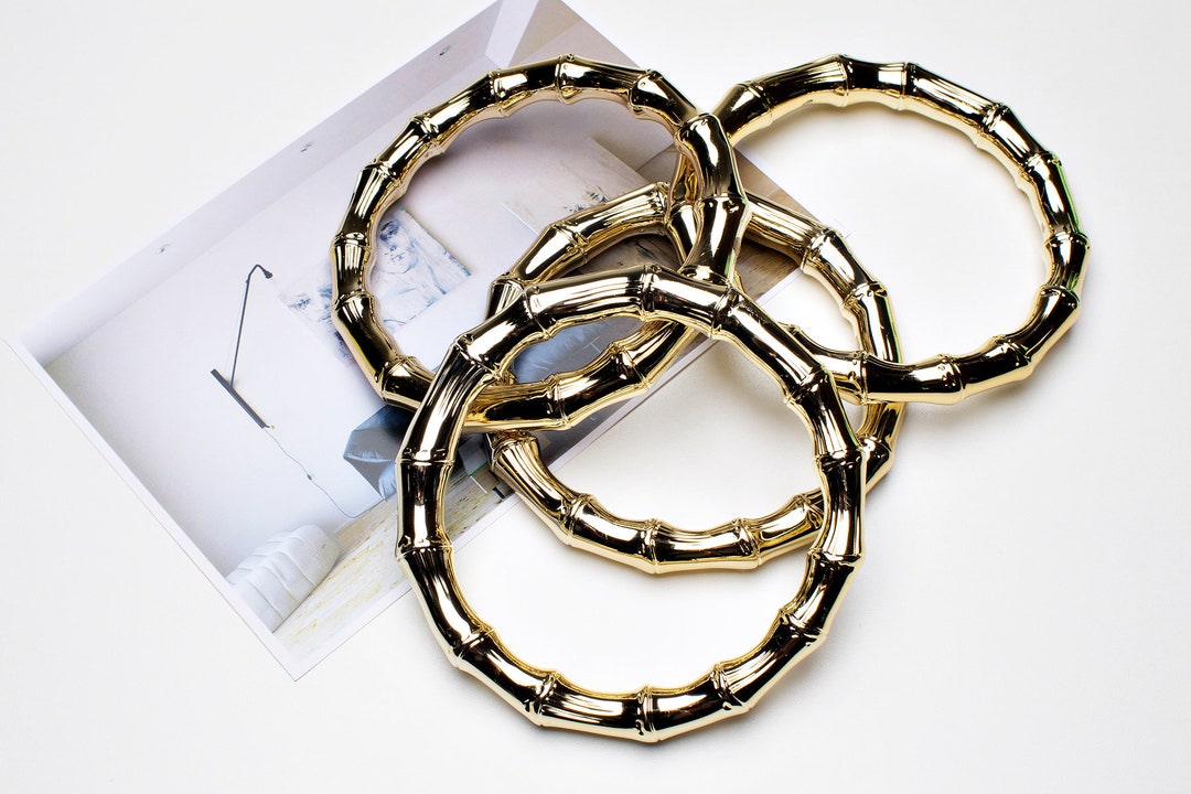 Metallized Plastic Gold Bambu Round Purse Handle 4.92" Outside Diameter ...