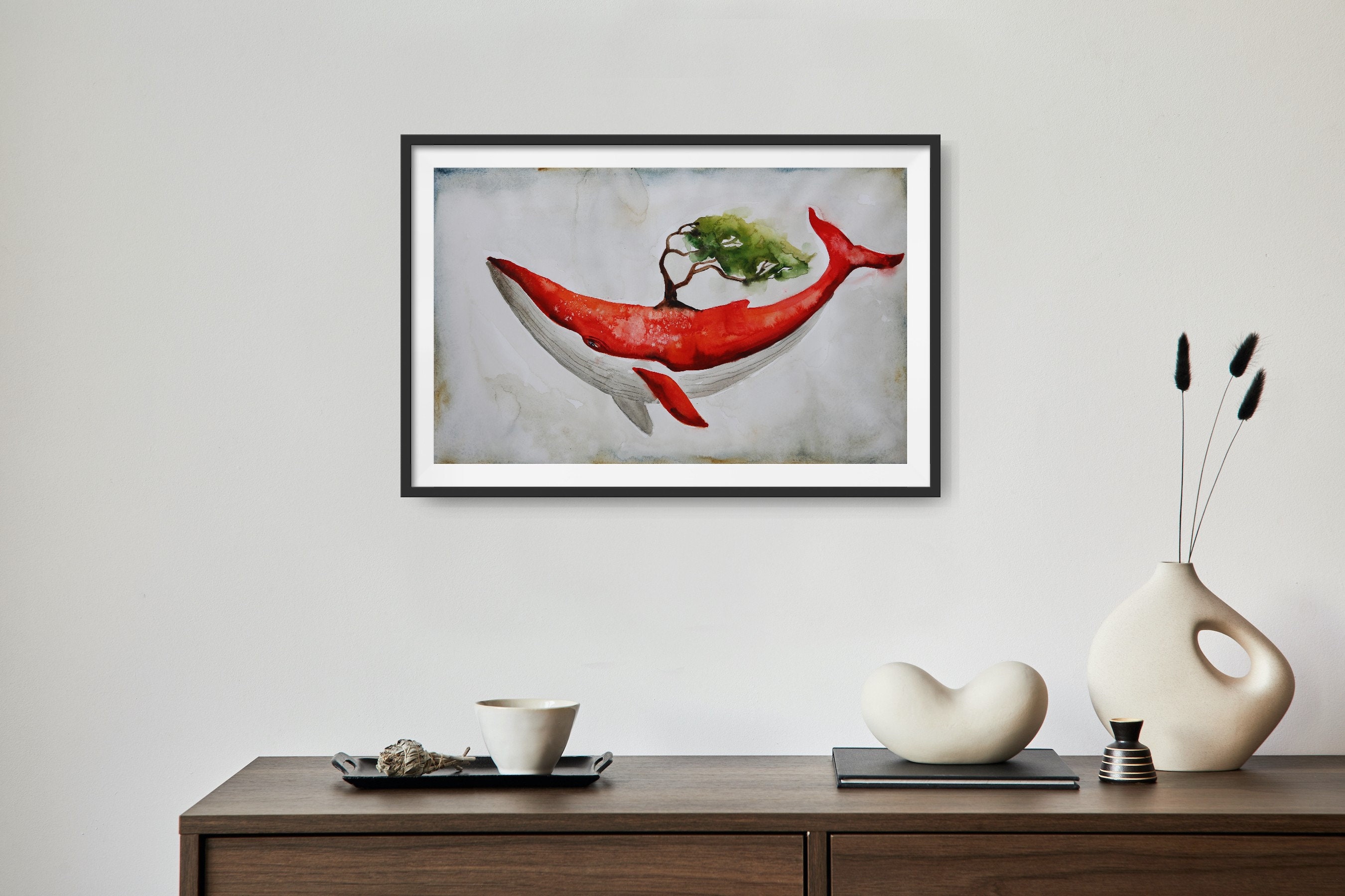 ORIGINAL PAINTING. Red WHALE - Etsy