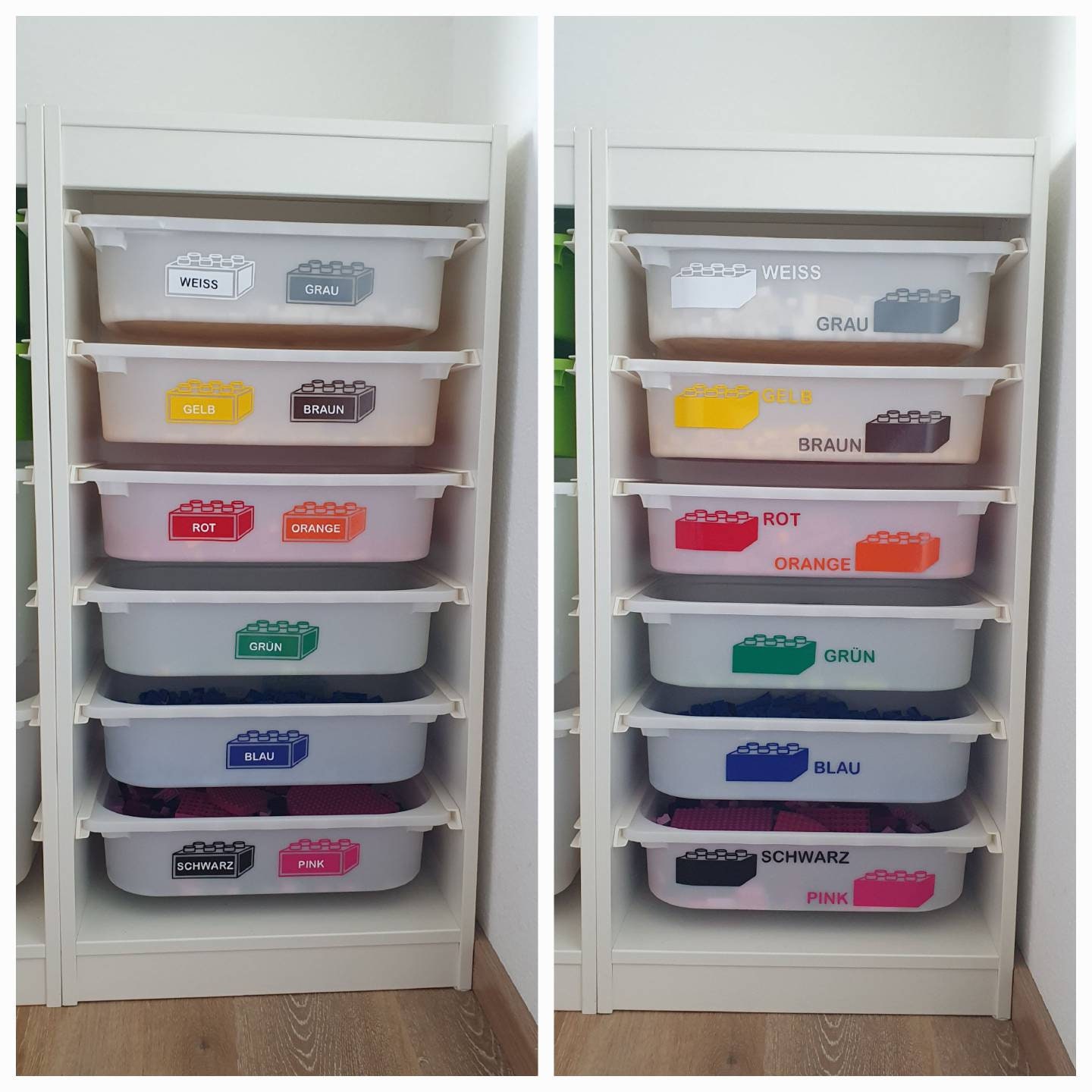 Aufkleber Sticker Bausteine sortieren für z.B. Ikea Trofast Boxen ...