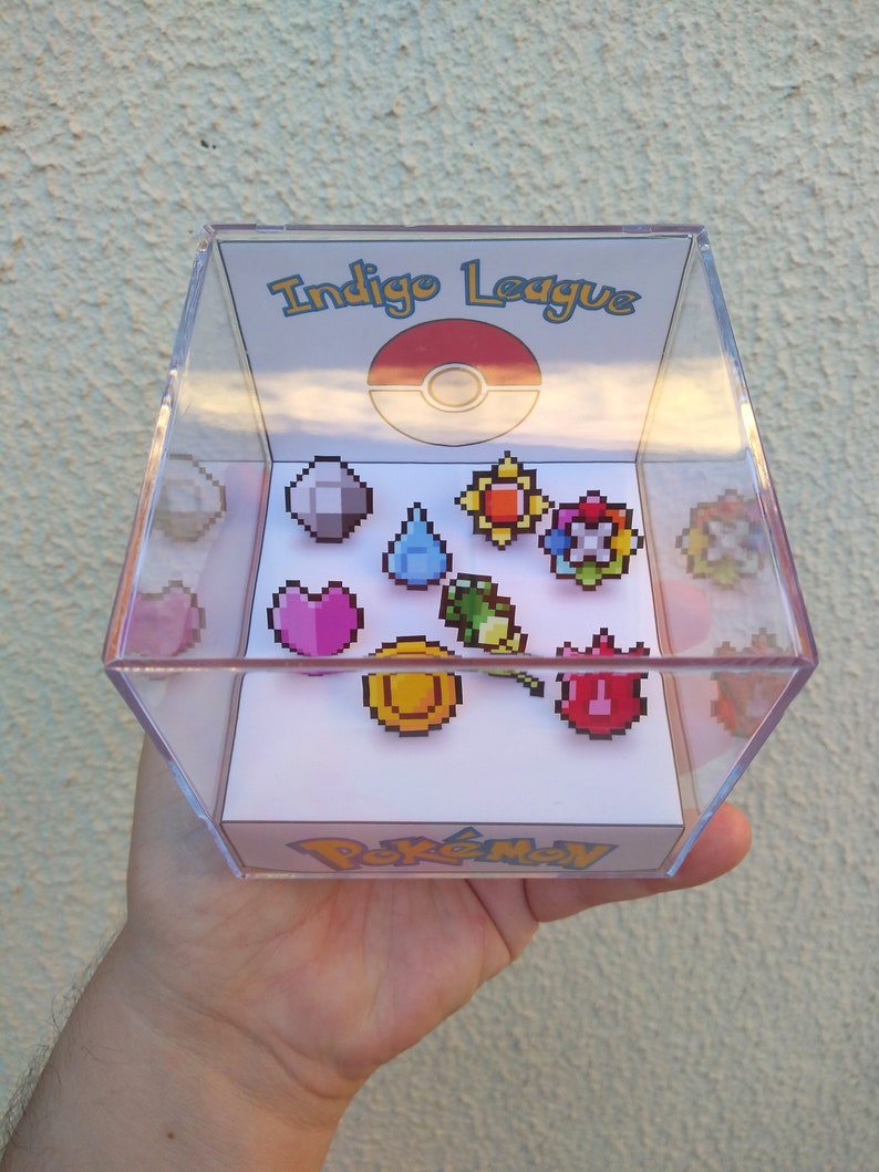 Pokemon indigo League Badges 3D Cube Diorama - Etsy