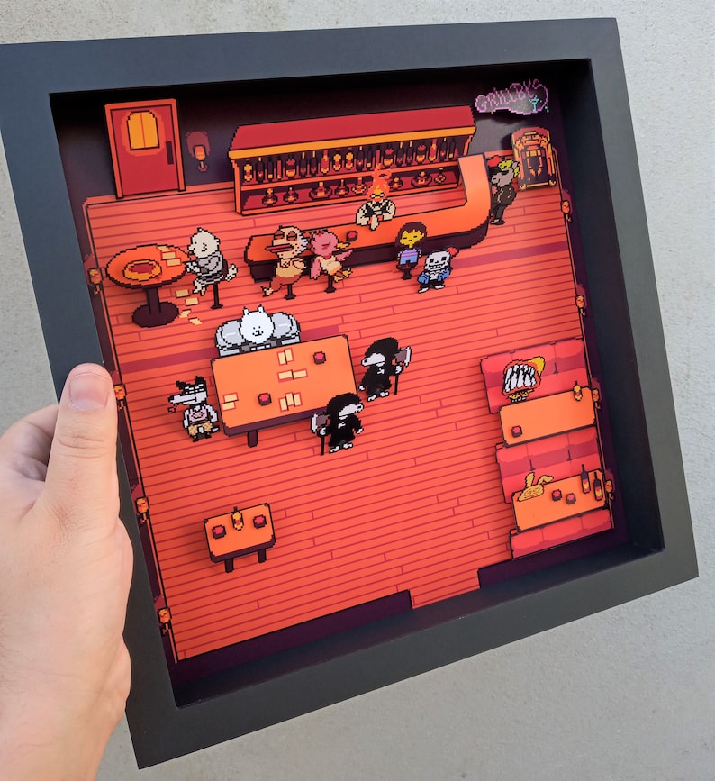 Undertale grillby's 3D Shadowbox | Etsy