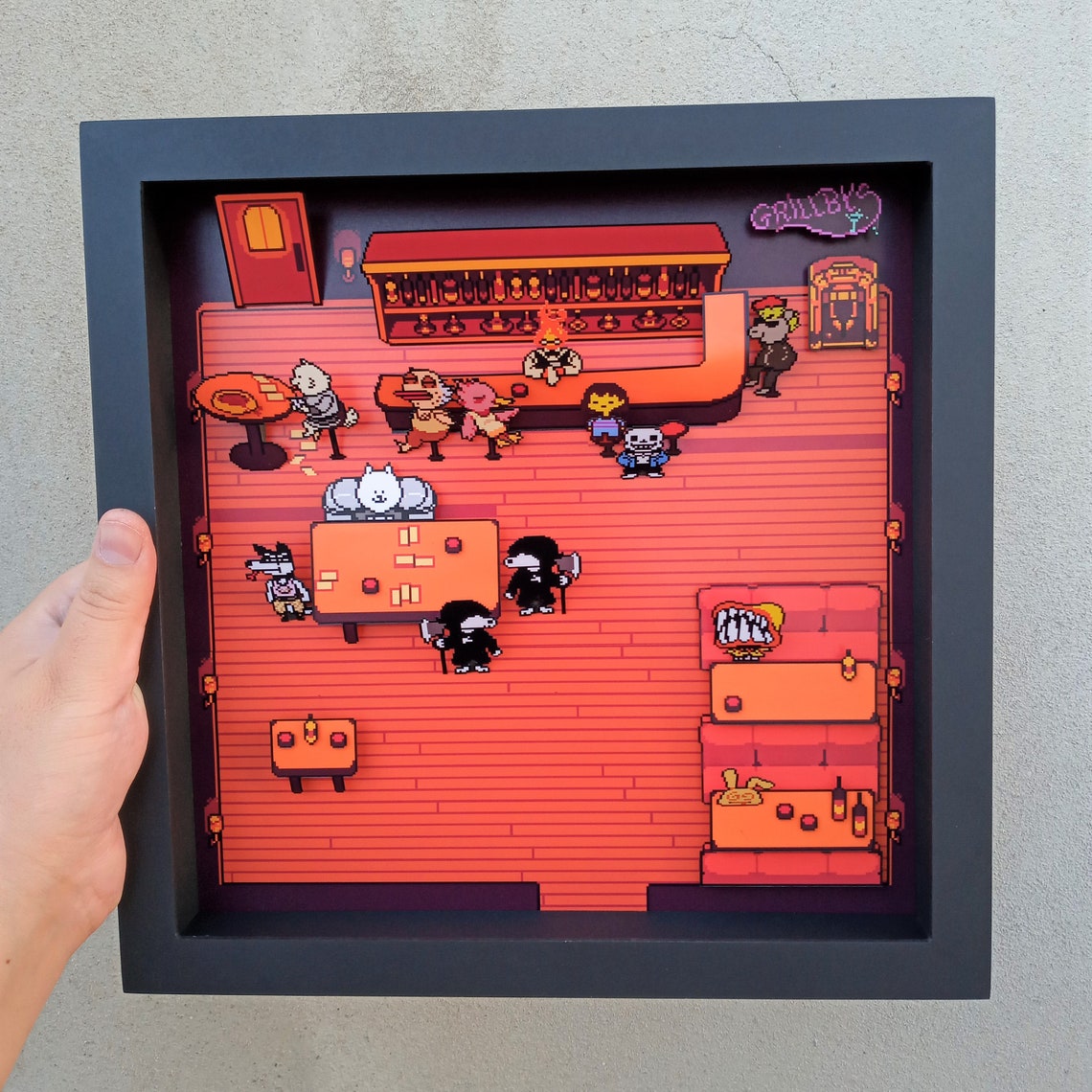 Undertale grillby's 3D Shadowbox - Etsy