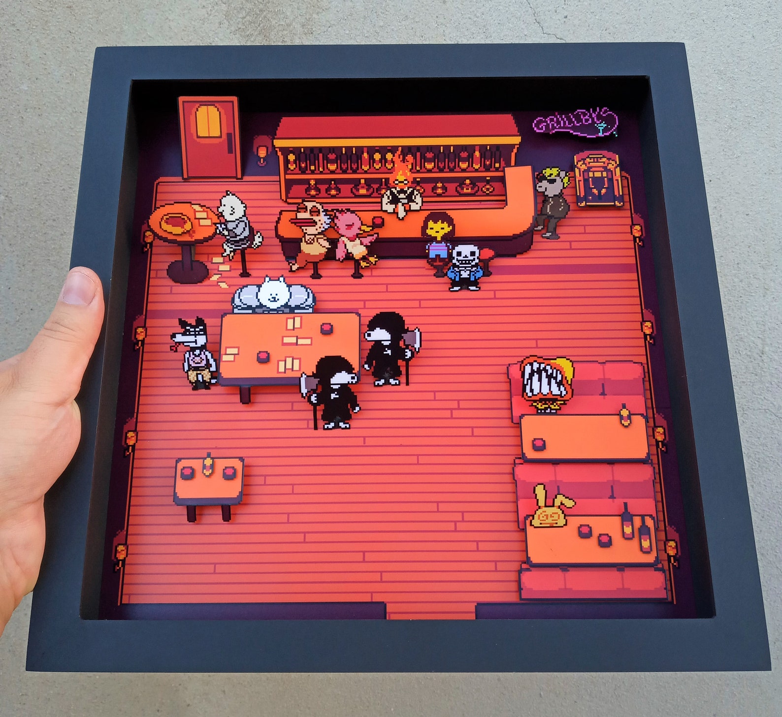 Undertale grillby's 3D Shadowbox - Etsy