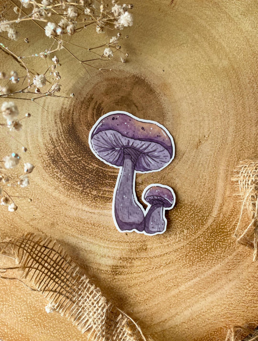 Two Purple Fungi Sticker Fungi Sticker Decorative Sticker - Etsy