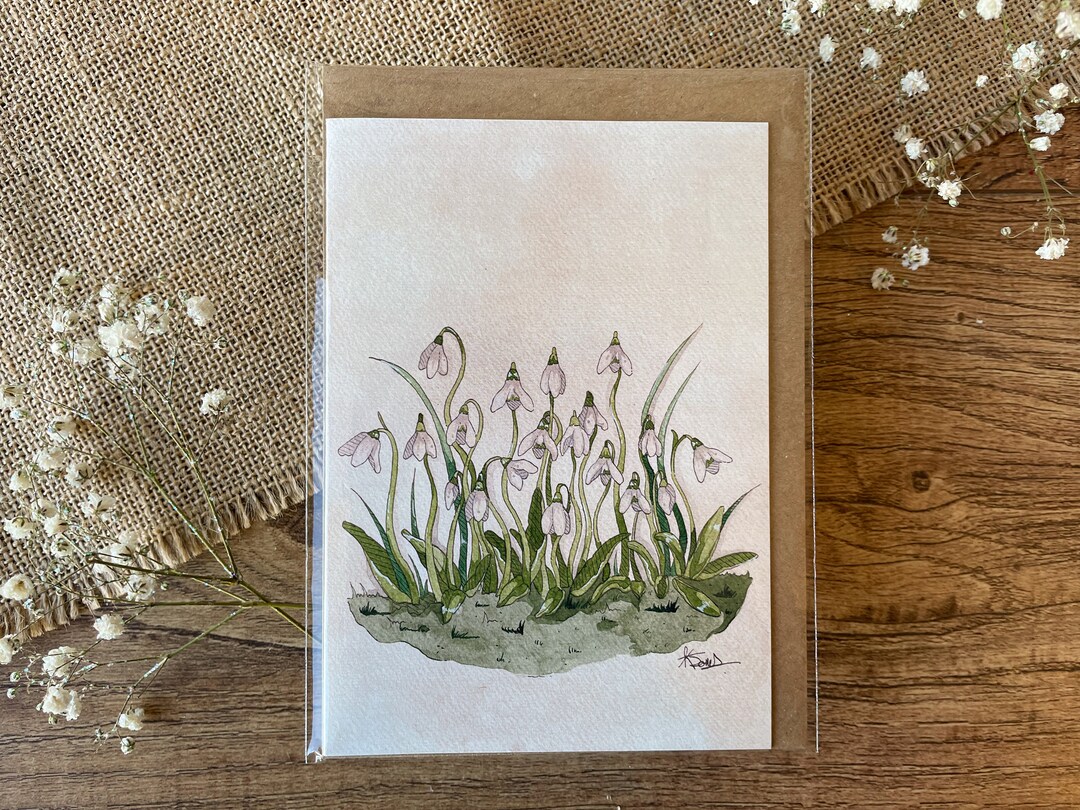 Snowdrop Greeting Card A6 Blank Inside - Etsy
