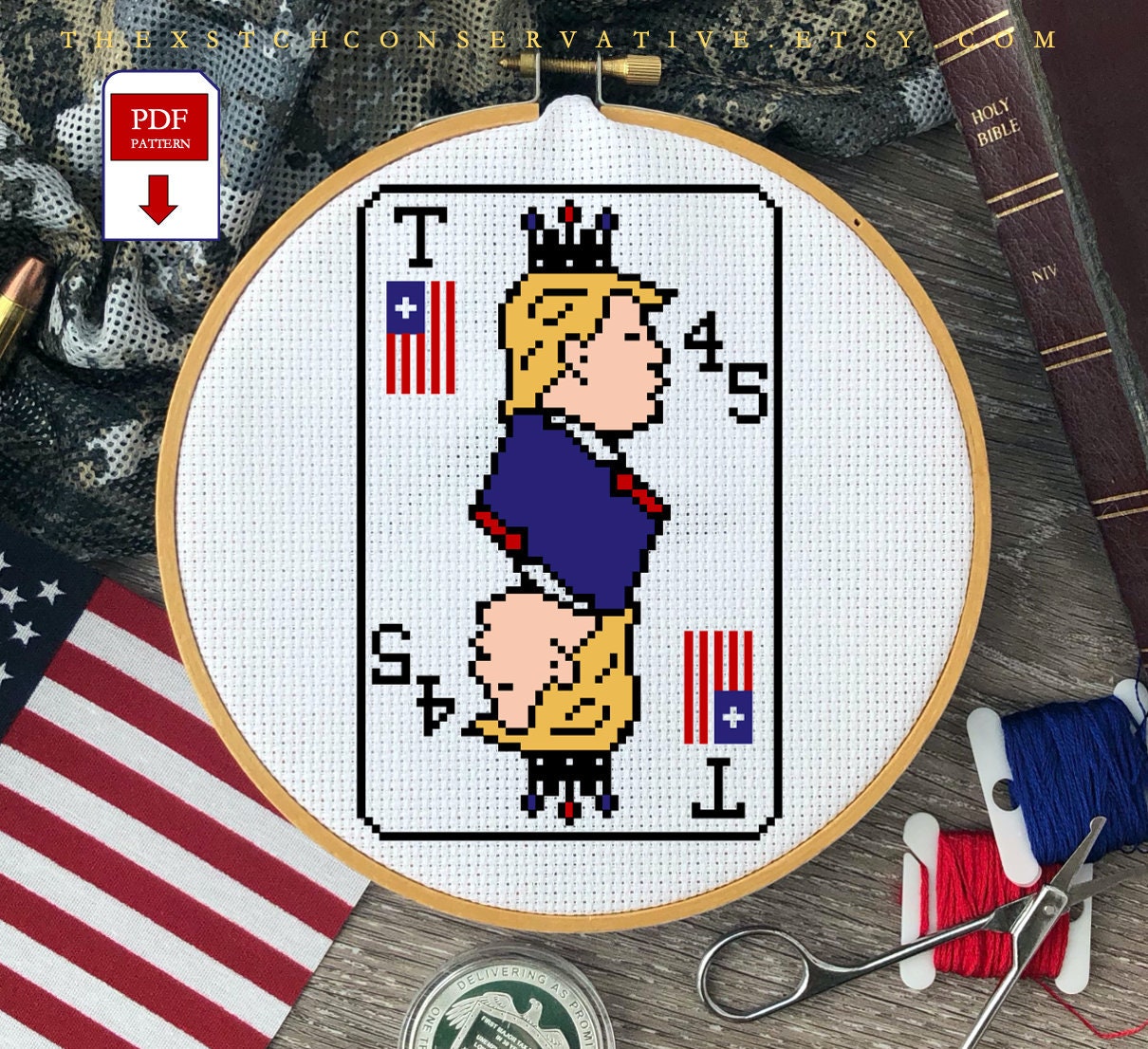 Trump Card PDF Cross Stitch Pattern - Etsy