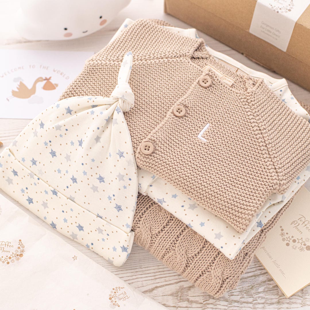 Toffee Moon Star Cluster Baby Shower Unisex Fudge Cable Gift Box - Etsy