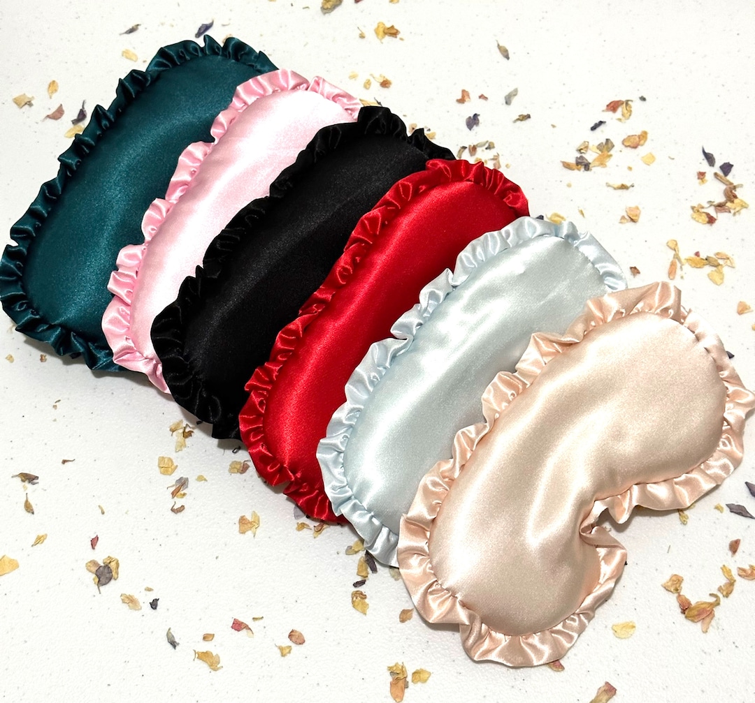 SILK SLEEP MASKS With Ruffles, Coquette Aesthetic Silk Sleepwear, Eye ...