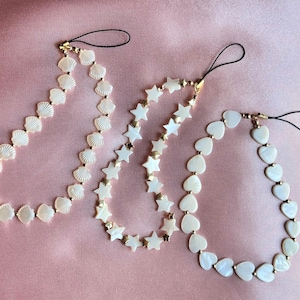 Mother of Pearl PHONE CHARM CHAINS Gift for Her Under 10, Seashell ...
