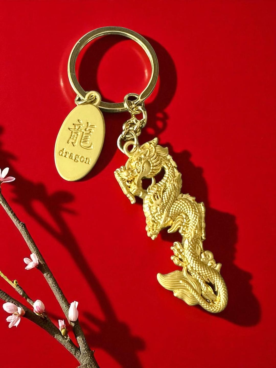 GOLD DRAGON KEYRING | Chinese Zodiac Keychain | Lucky Gold Dragon Gift ...