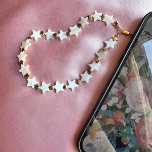 Mother of Pearl PHONE CHARM CHAINS Gift for Her Under 10, Seashell ...