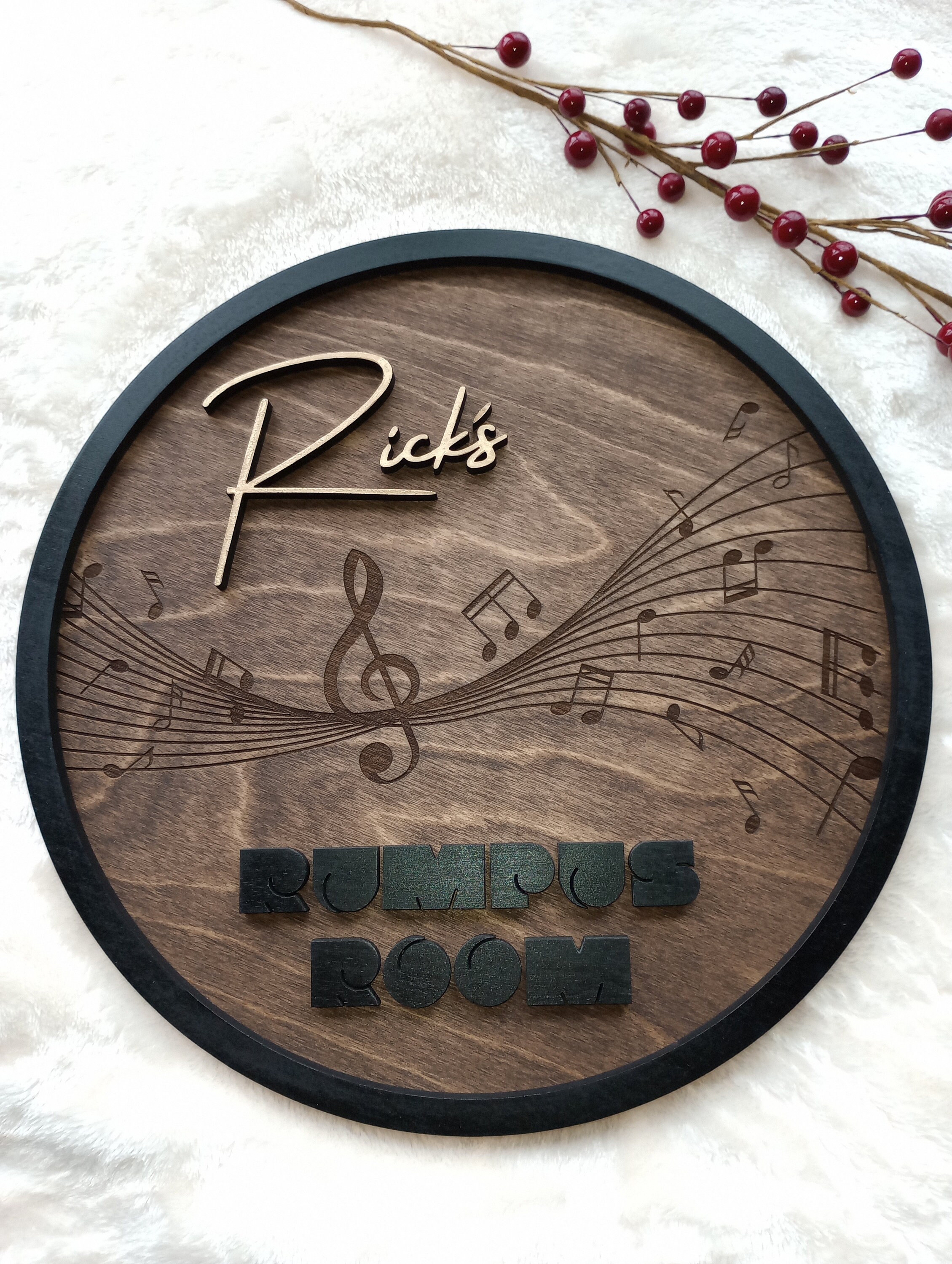 Personalized Music Room Sign, Wine Barrel-style Wood Wall Decor, Custom ...