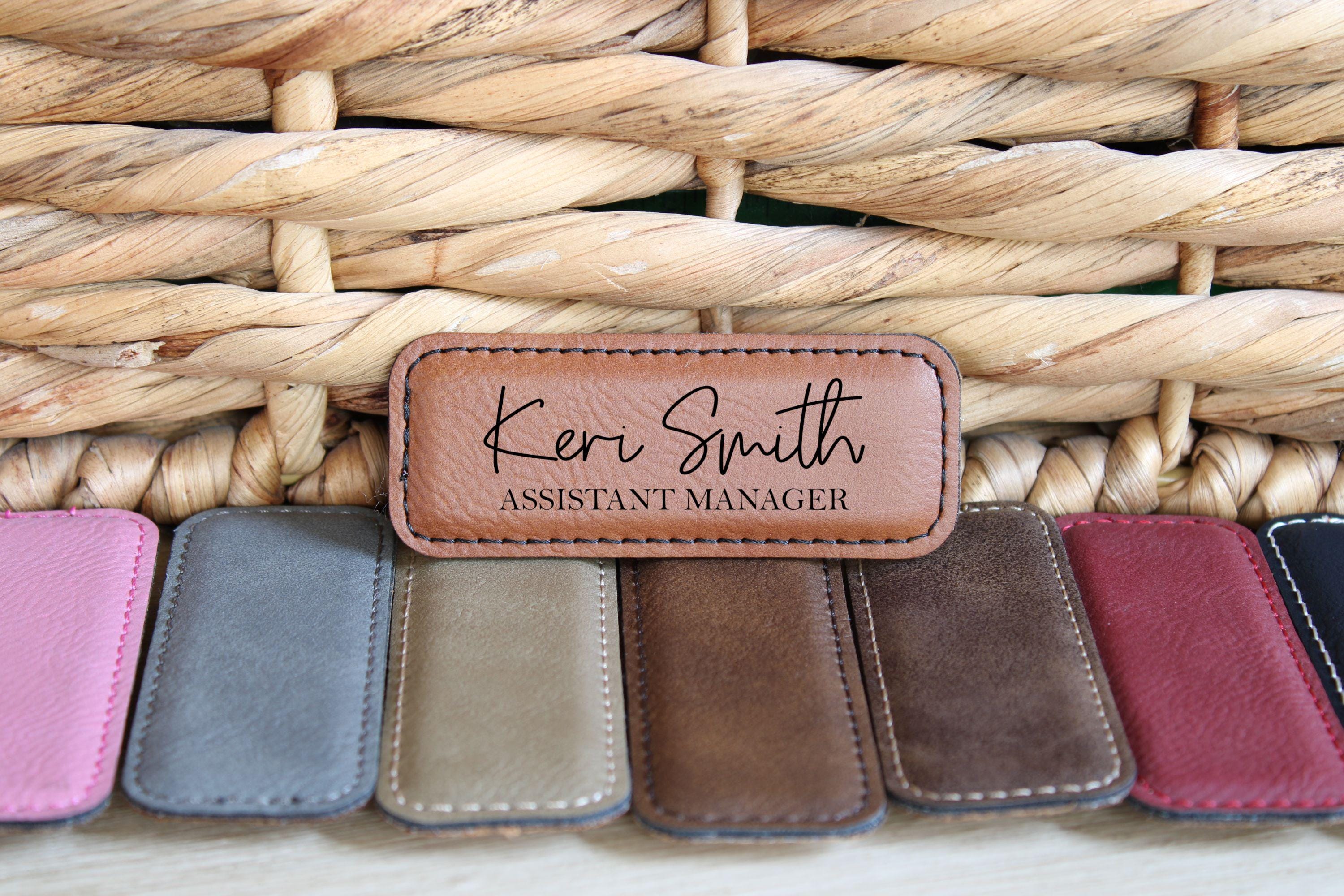 Custom Magnetic Name Tags | Personalized Leatherette Badges - Etsy