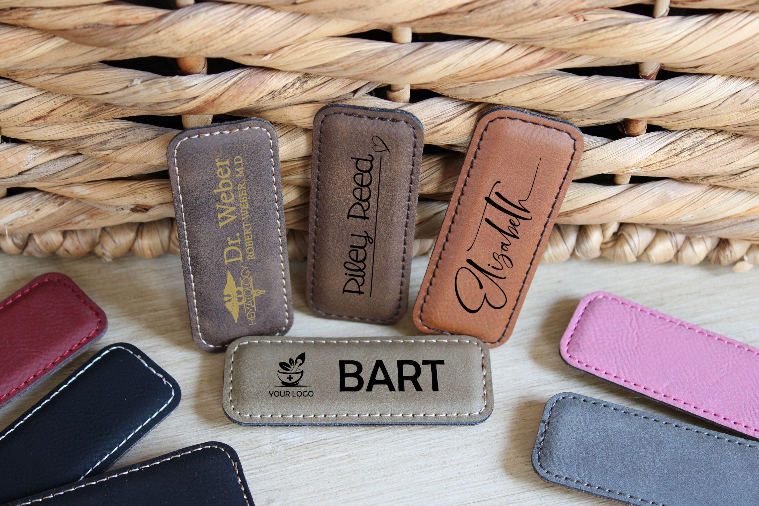 Custom Magnetic Name Tags | Personalized Leatherette Badges - Etsy