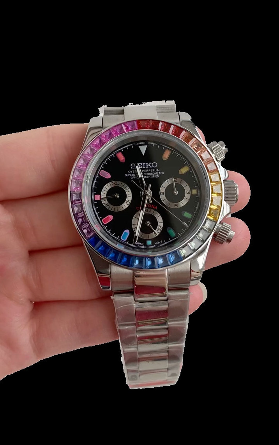 Custom Made Watch Seiko Mod Rainbow Daytona NH34 Sapphire - Etsy