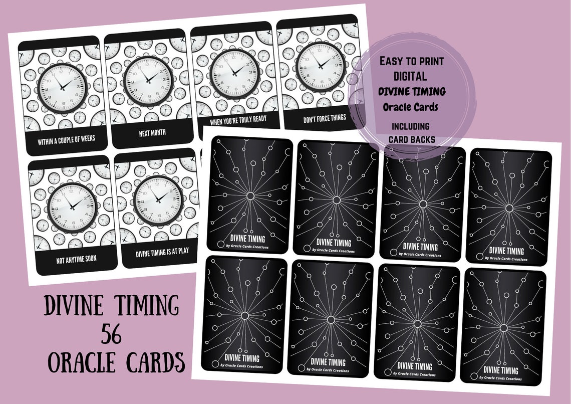 SALE Divine Timing PRINTABLE Oracle Deck 56 Digital Cards | Etsy