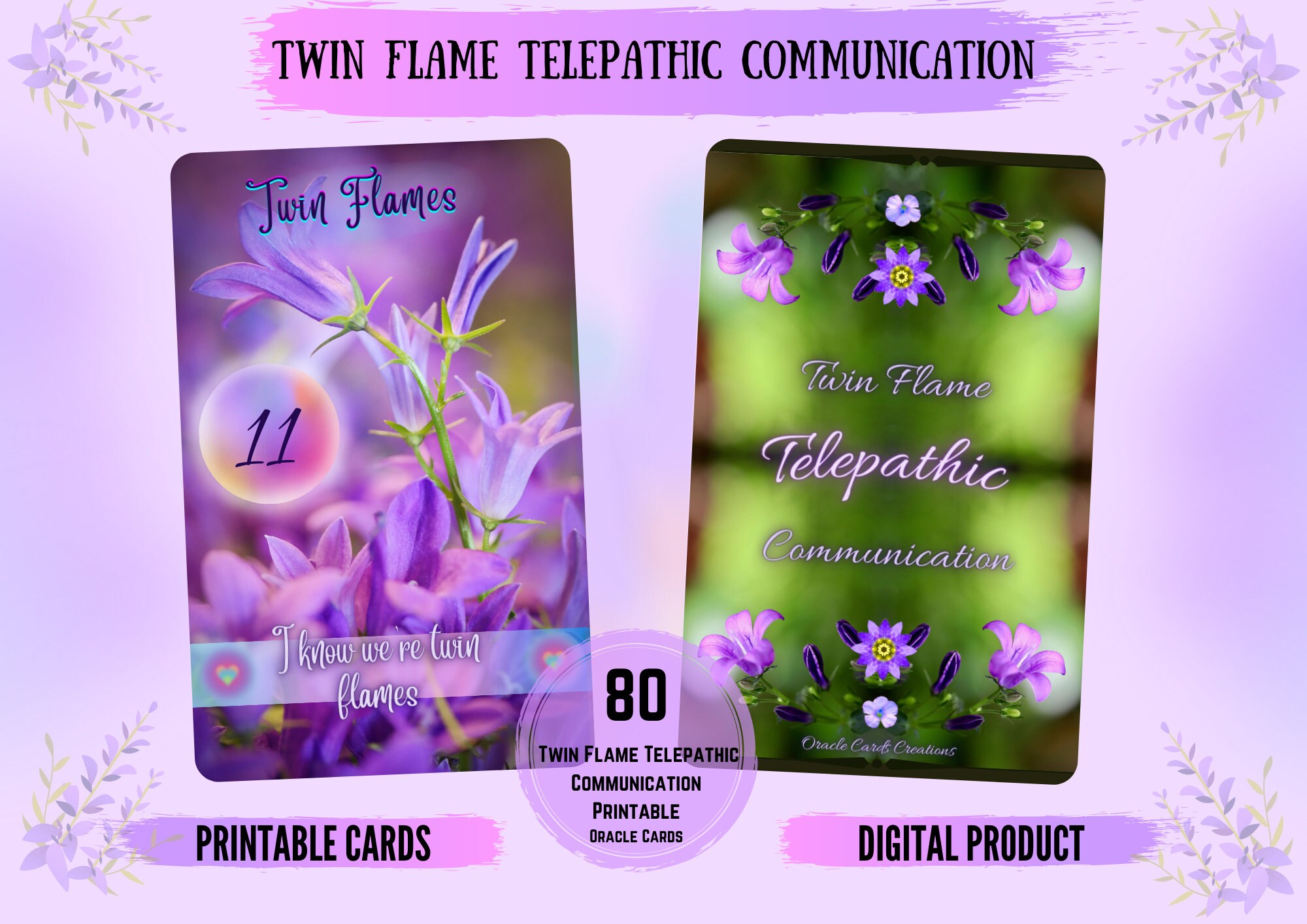 New Twin Flame Telepathic Communication Oracle 80 Printable Digital ...