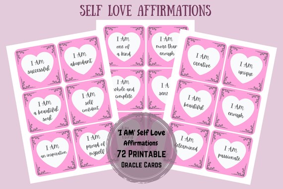 SALE I AM Self Love Affirmations 72 Quick Printable Digital - Etsy India