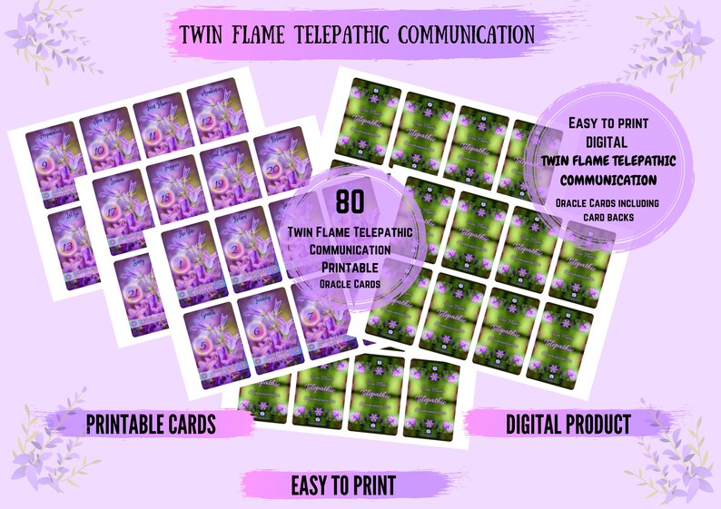 New Twin Flame Telepathic Communication Oracle 80 Printable Digital ...