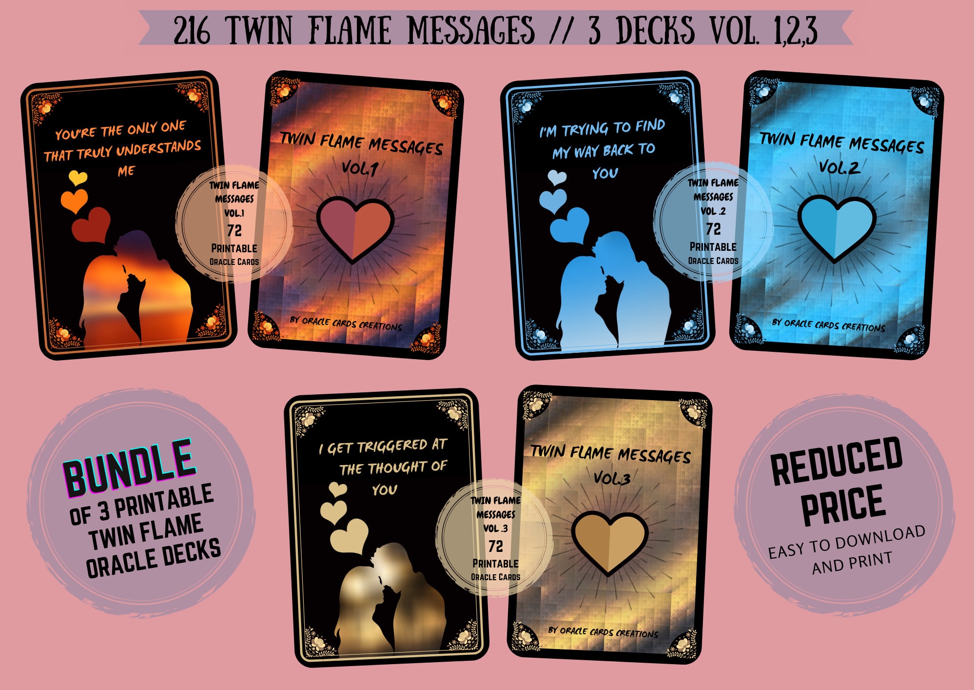 SALE 216 Twin Flame Messages BUNDLE of 3x PRINTABLE Digital | Etsy