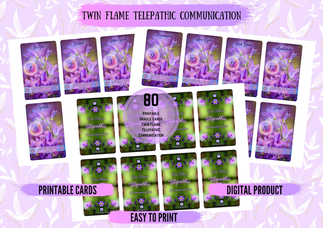 New Twin Flame Telepathic Communication Oracle 80 Printable Digital ...
