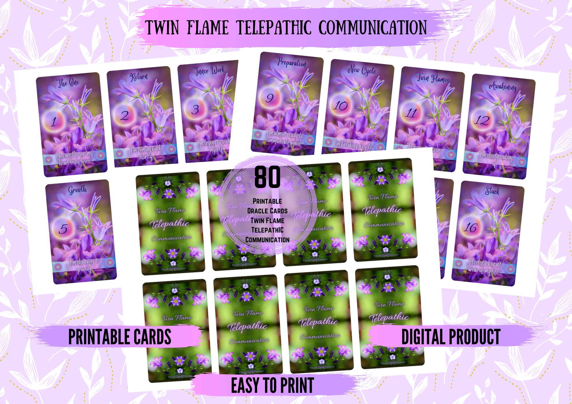New Twin Flame Telepathic Communication Oracle 80 Printable Digital ...
