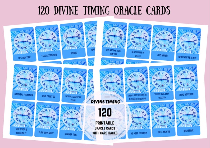 NEW!! MASSIVE 120 Divine Timing PRINTABLE Oracle Cards Deck Time When ...