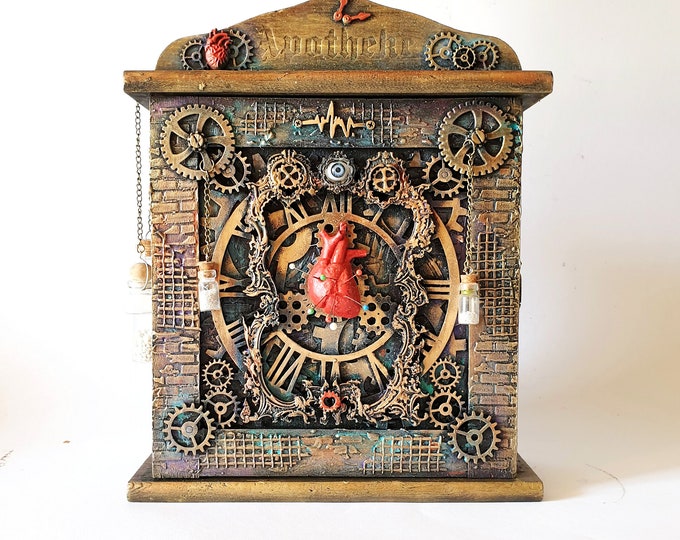 Exclusive Steampunk Medicine Cabinet, First Aid Cabinet, Apothecary Box ...
