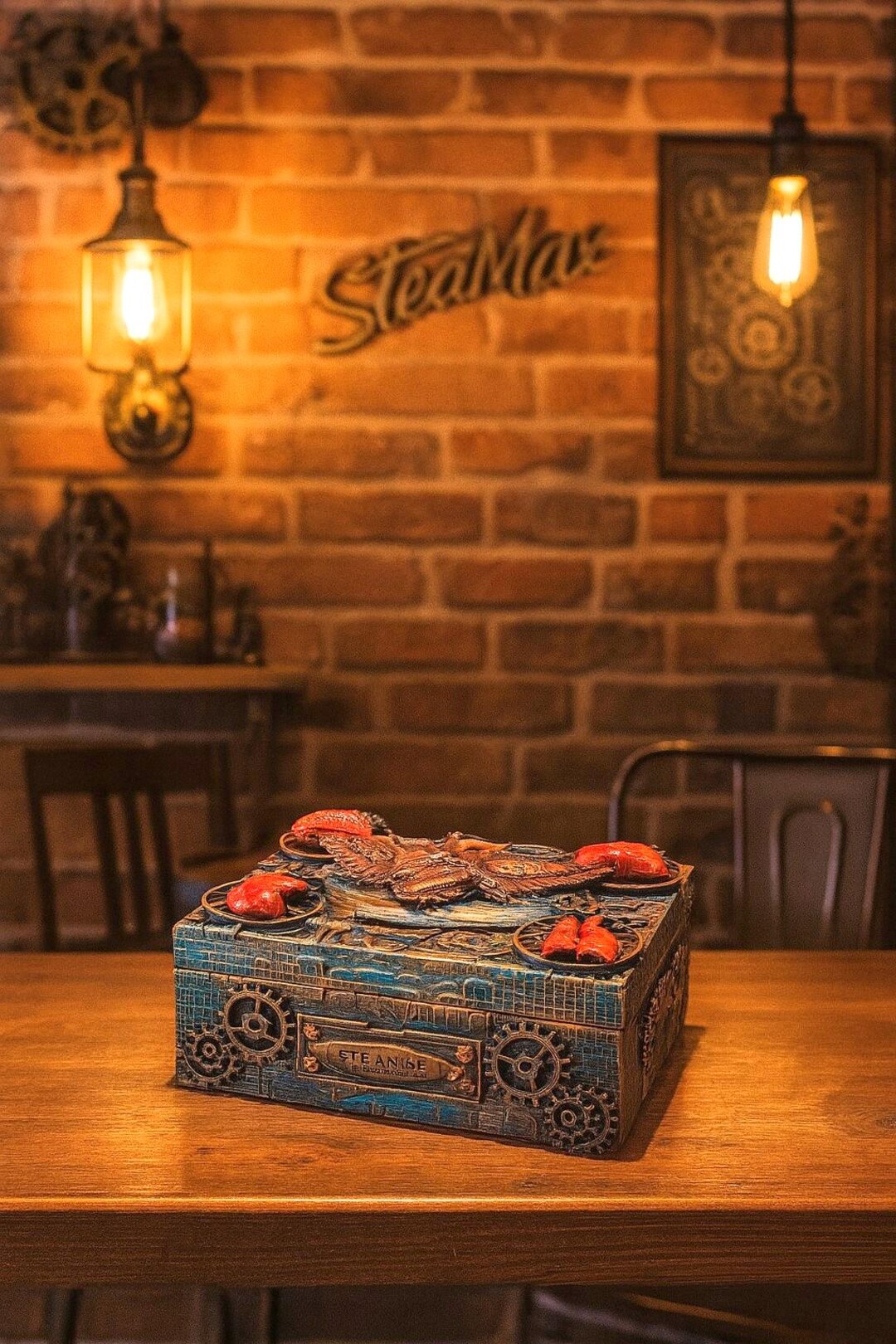 Steampunk Wooden Gift Box: Plague Design, Bank Note Storage - Etsy