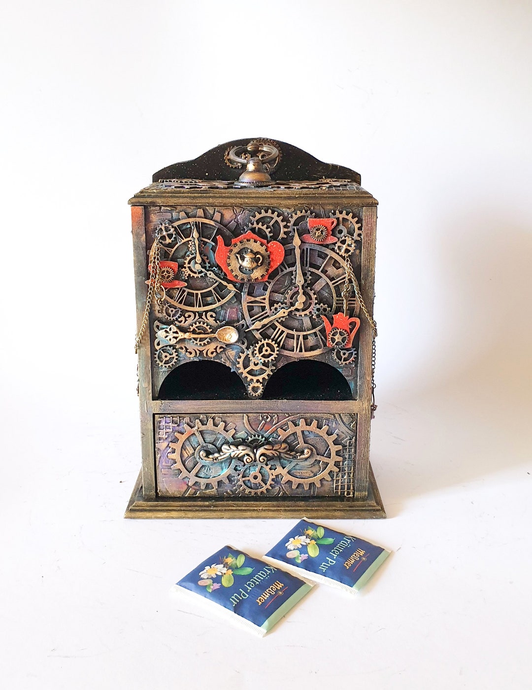 Exclusive Steampunk Tea Bag House, Tea Box, Tea,tea Bag, Tea Box Wood ...