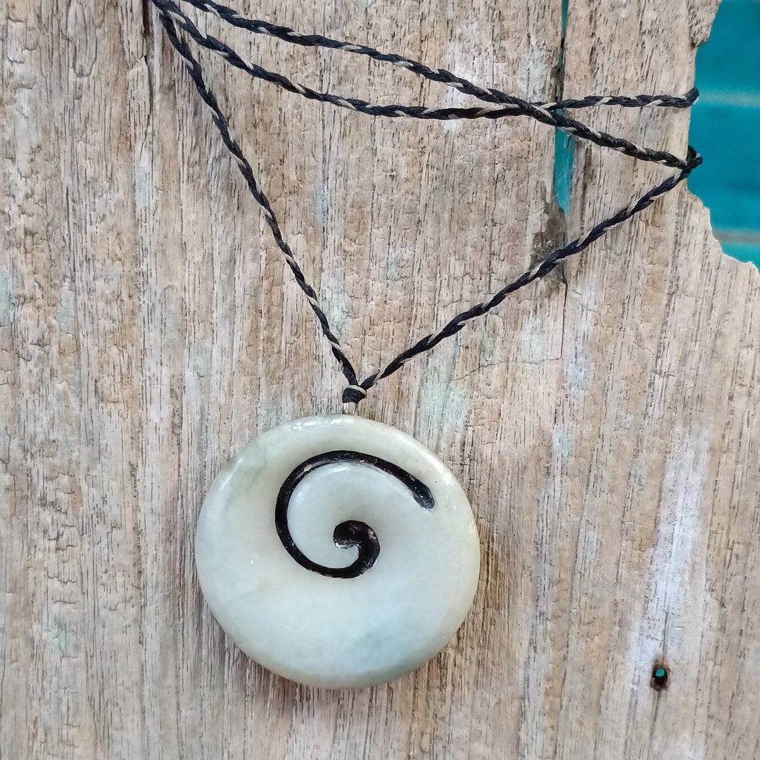Good Luck Cosmic Spiral Symbol Jade Pendant Carved Jade - Etsy