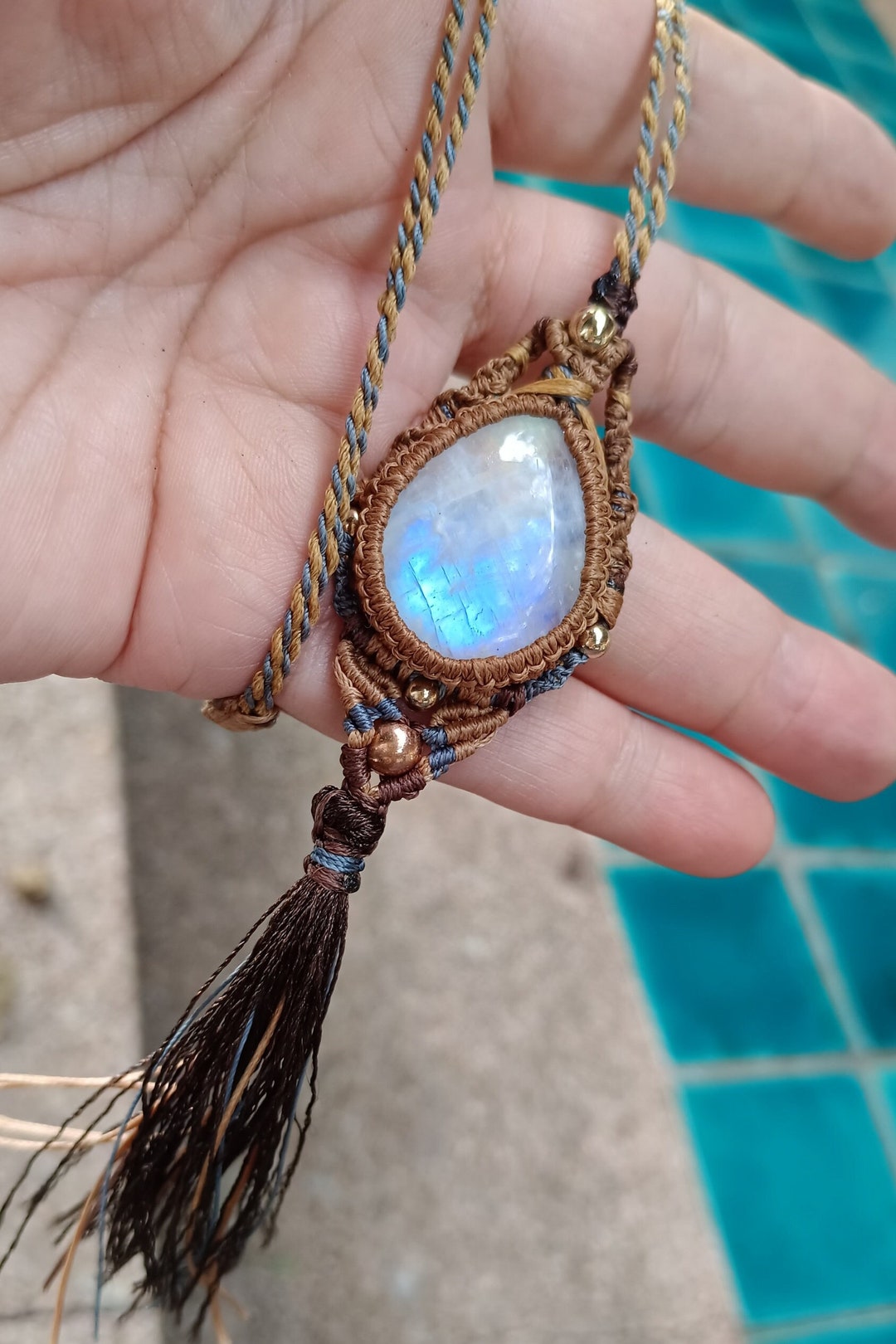 Talisman With a Rainbow Moonstone Micromacramé Necklace - Etsy