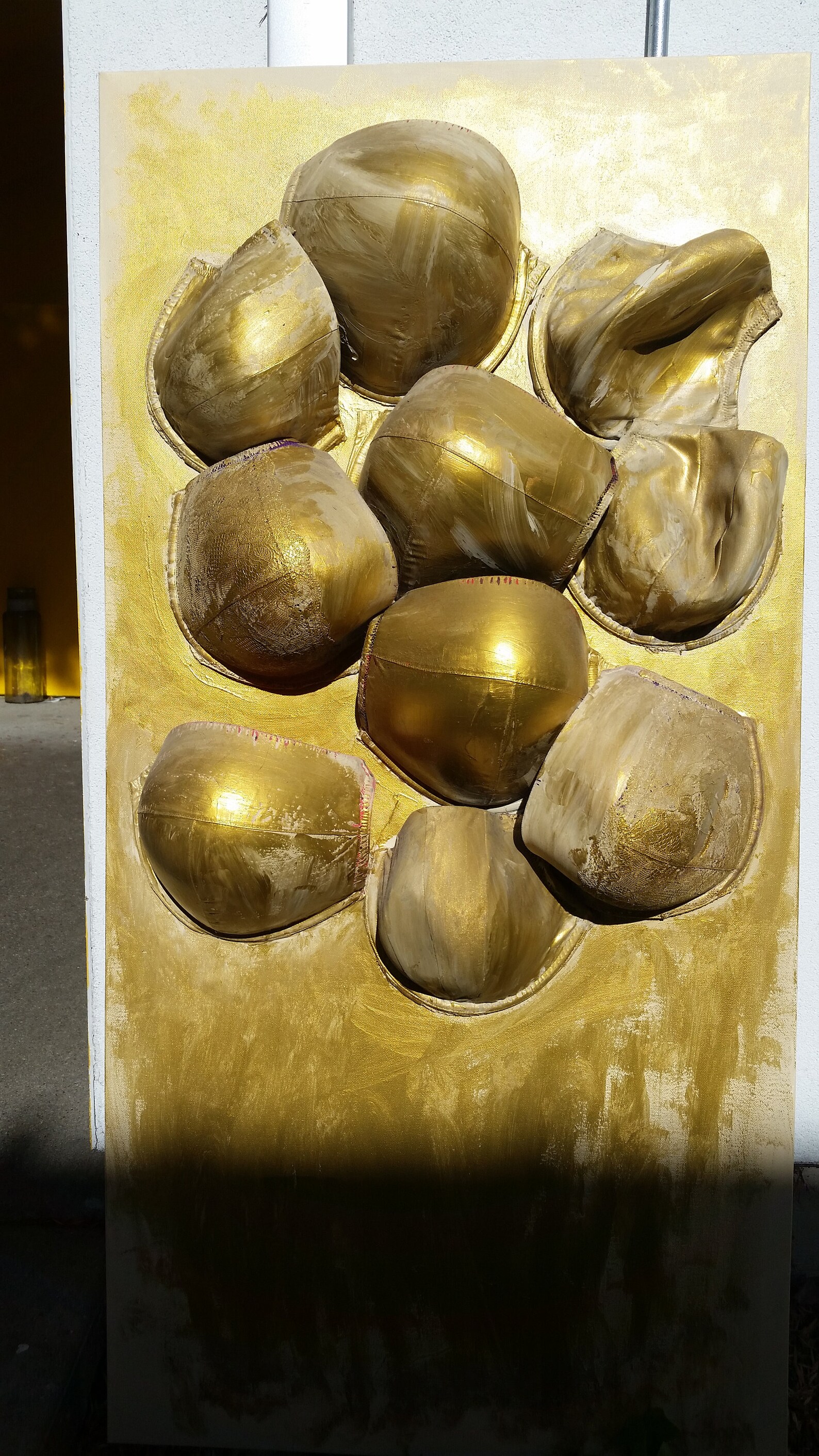 Diana of Ephesus--upcycled Bra Art on Canvas--gold Acrylic--24" X 48" X ...