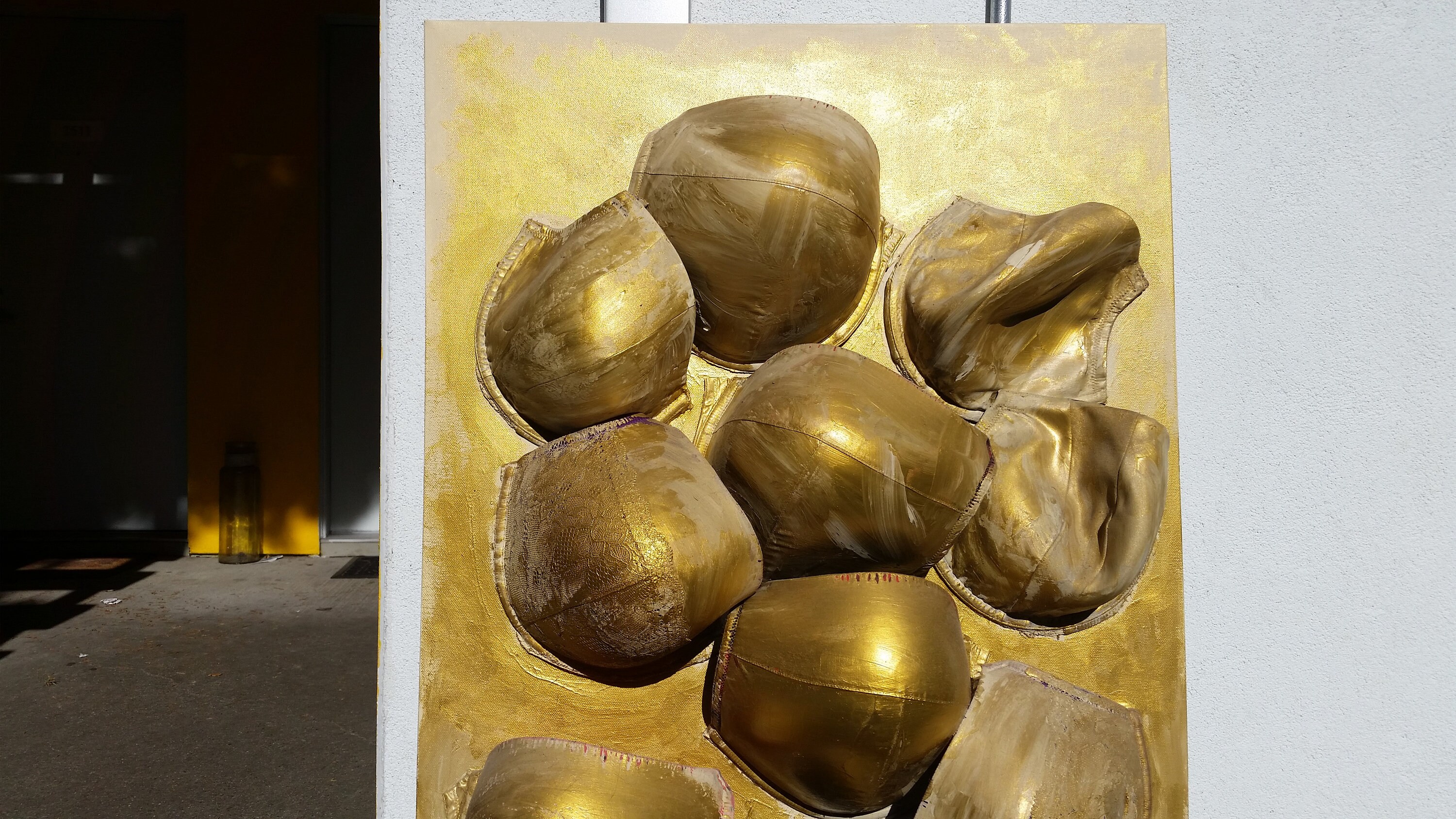 Diana of Ephesus--upcycled Bra Art on Canvas--gold Acrylic--24" X 48" X ...