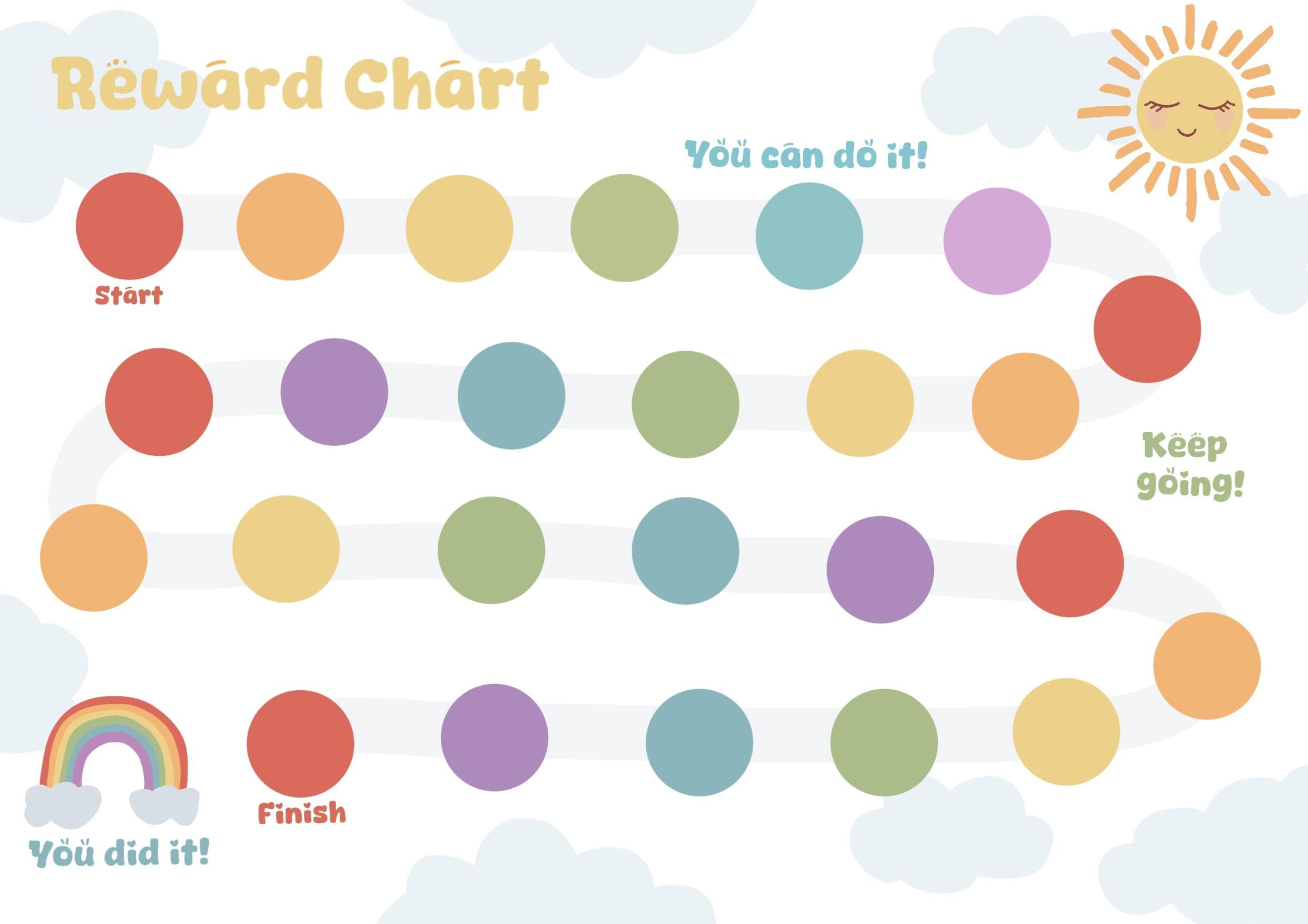 Reward Chart Printable Digital Download A4 Sticker Chart Toddler Reward ...