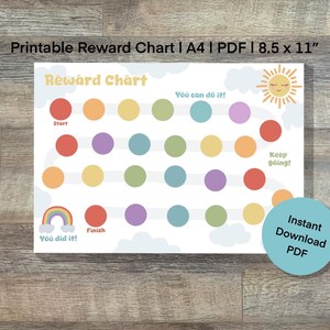 Reward Chart Printable Digital Download A4 Sticker Chart Toddler Reward ...